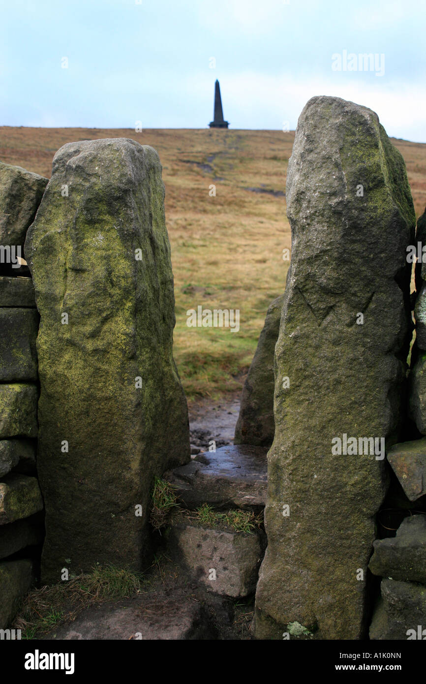 Stile and Stoodley Pike monument Stock Photo - Alamy