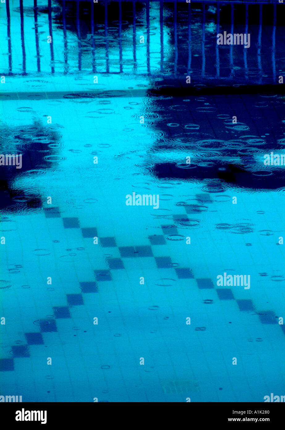 Reflections of rain in swimming pool Stock Photo - Alamy