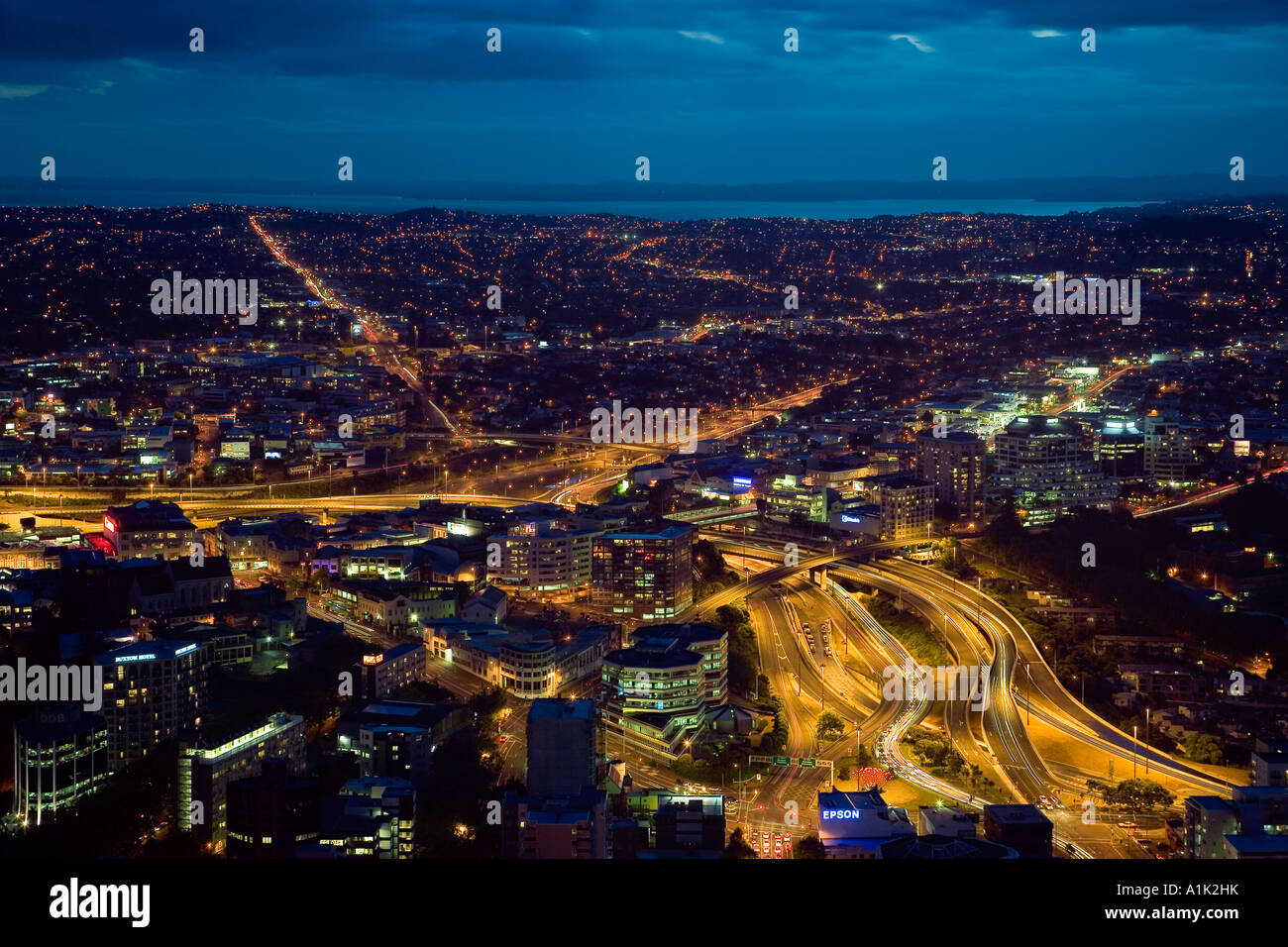 Motorways and Dominion Road viewed from Skytower Auckland North Island ...
