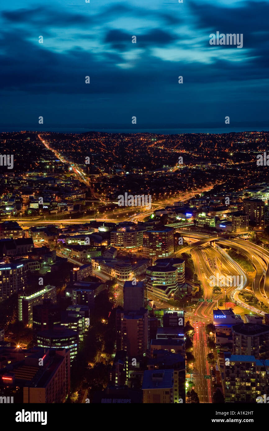 Motorways and Dominion Road viewed from Skytower Auckland North Island ...