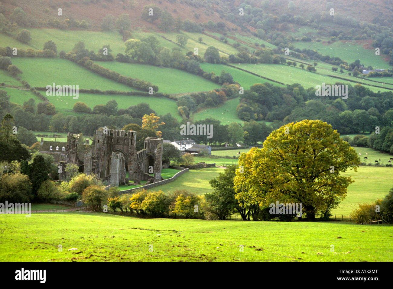 Llanthony Priory nestles in a bucolic Wales countryside setting Stock ...