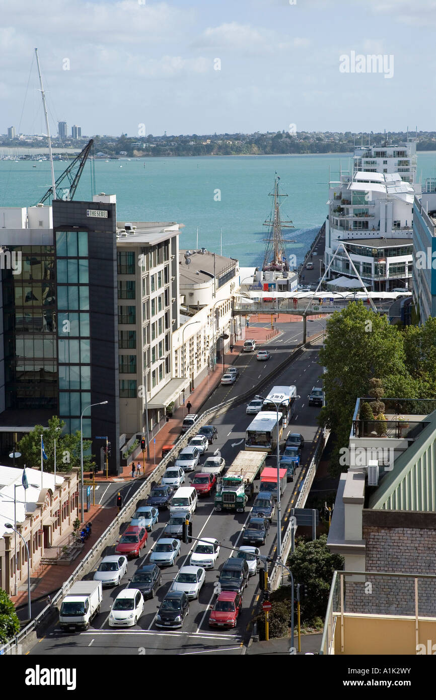 Hobson Street and Waitemata Harbour Auckland North Island New Zealand ...