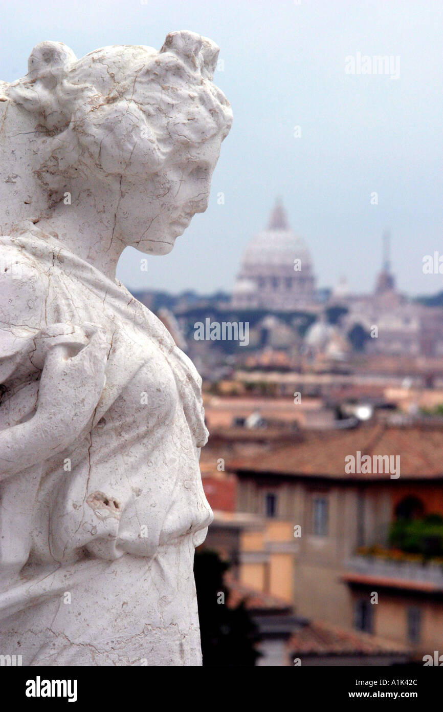 Angel overlooking Saint Peters Basilica Vatican City Rome Italy Stock ...