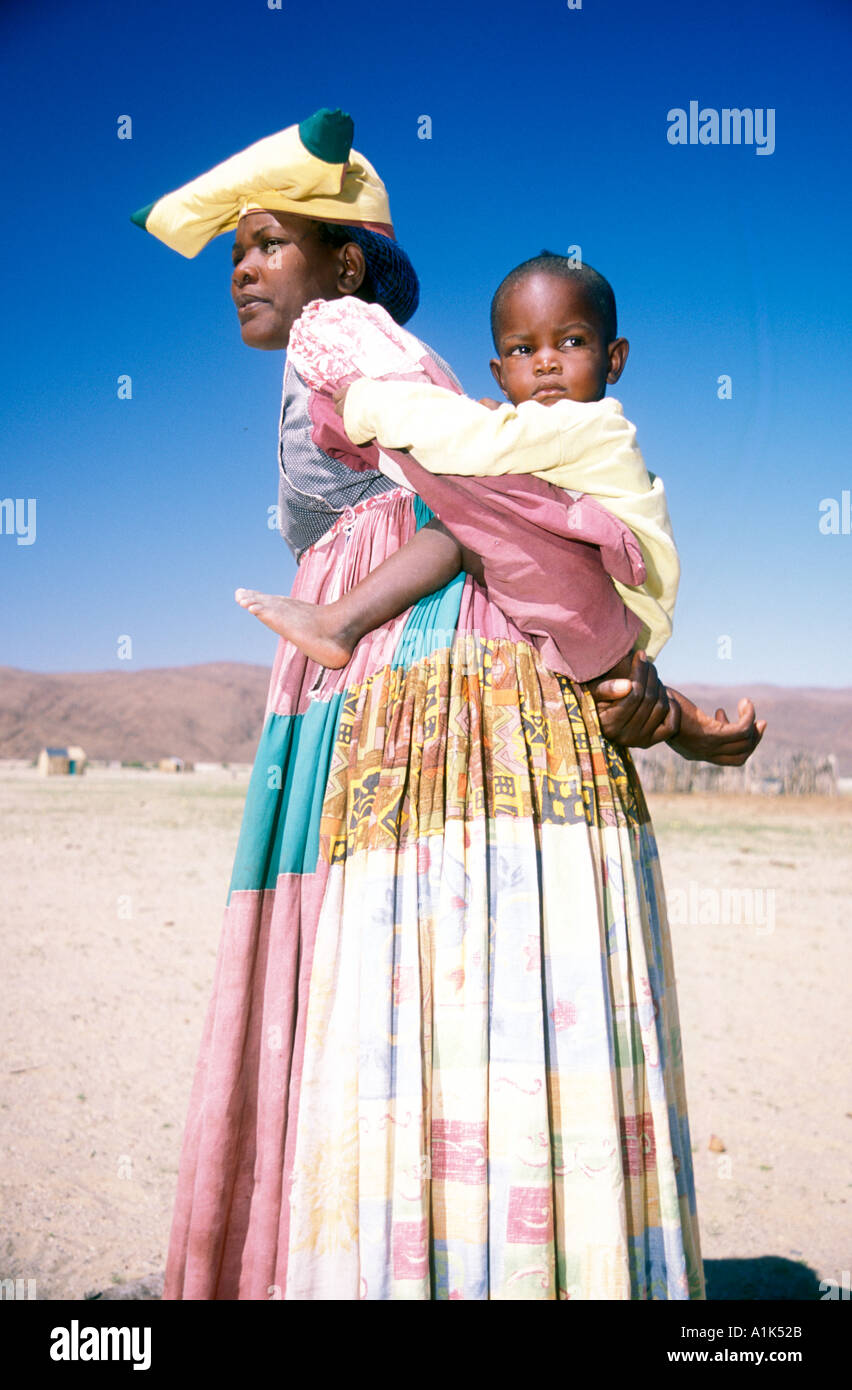 Herero mother and child in Purros village in Kaokoveld region north ...
