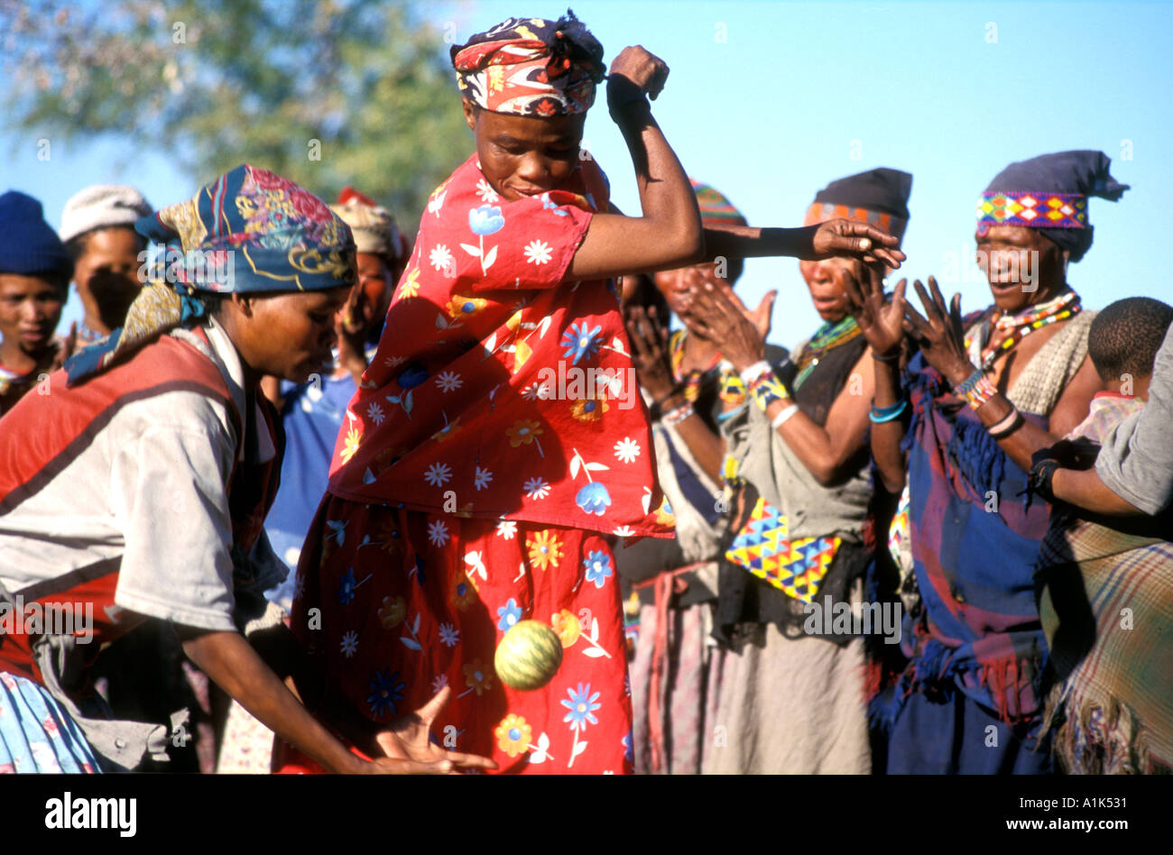Deniui village near Tsumkwe in Kalahari Desert East Namibia one of most ...