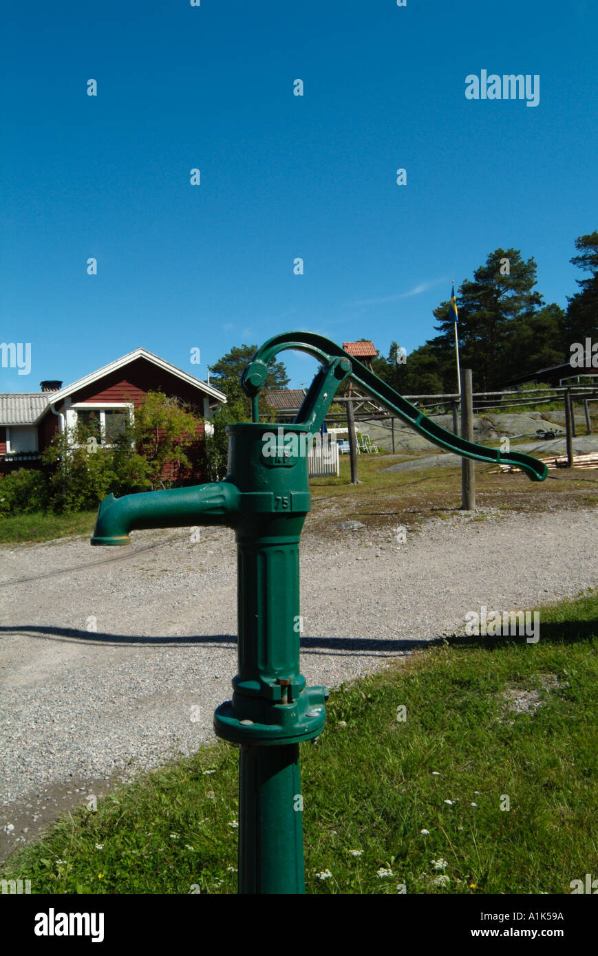 hand water pump well spikkarna near sundsvallin northern sweden baltic ...