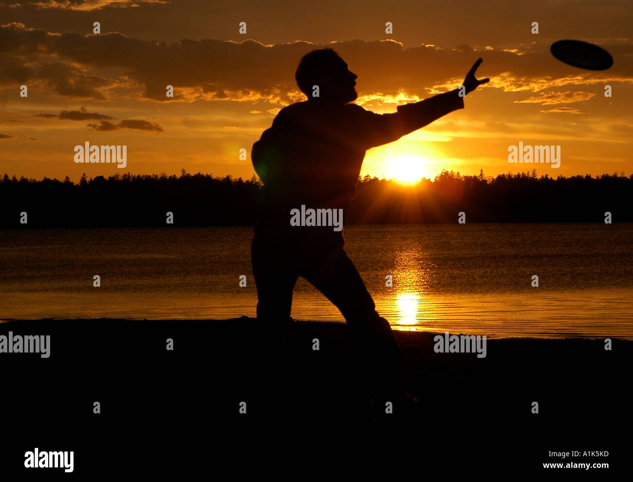Frisbee silhouette hi-res stock photography and images - Alamy