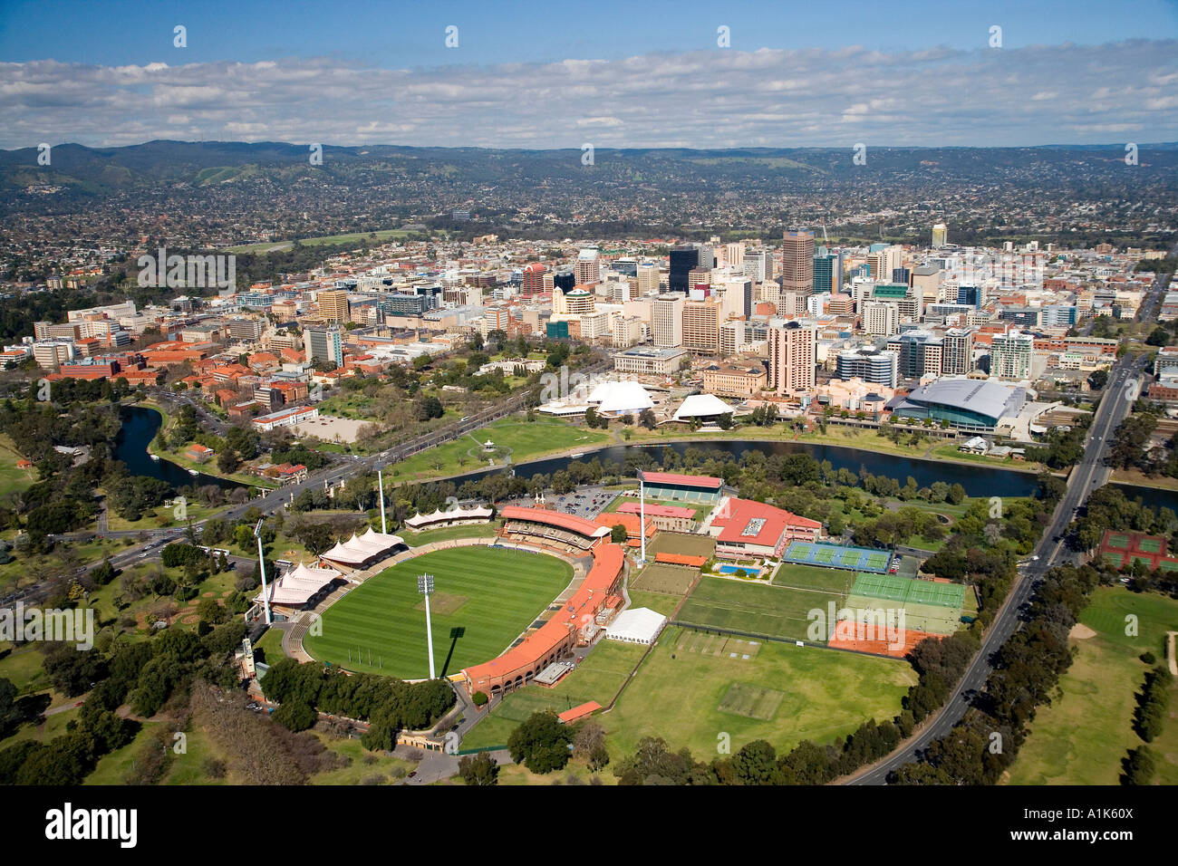 Adelaide Oval River Torrens and CBD Adelaide South Australia Australia ...