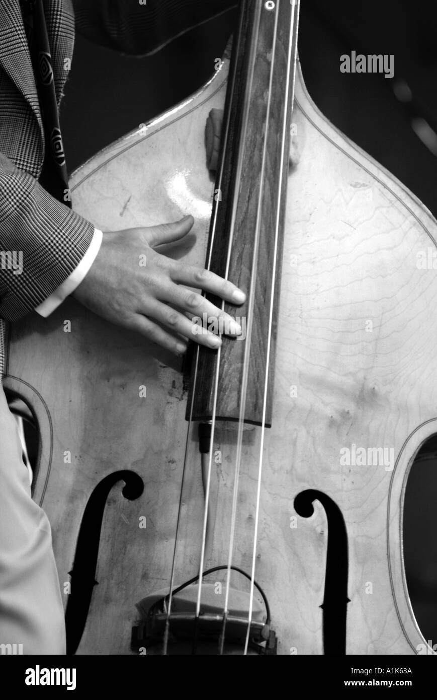 Playing double bass Black and White Stock Photos & Images - Alamy