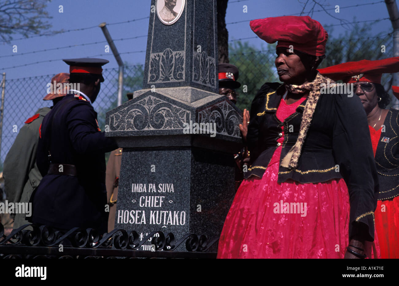 Tombstone of Chief Hosea Kutako Herero women wearing traditional dress ...