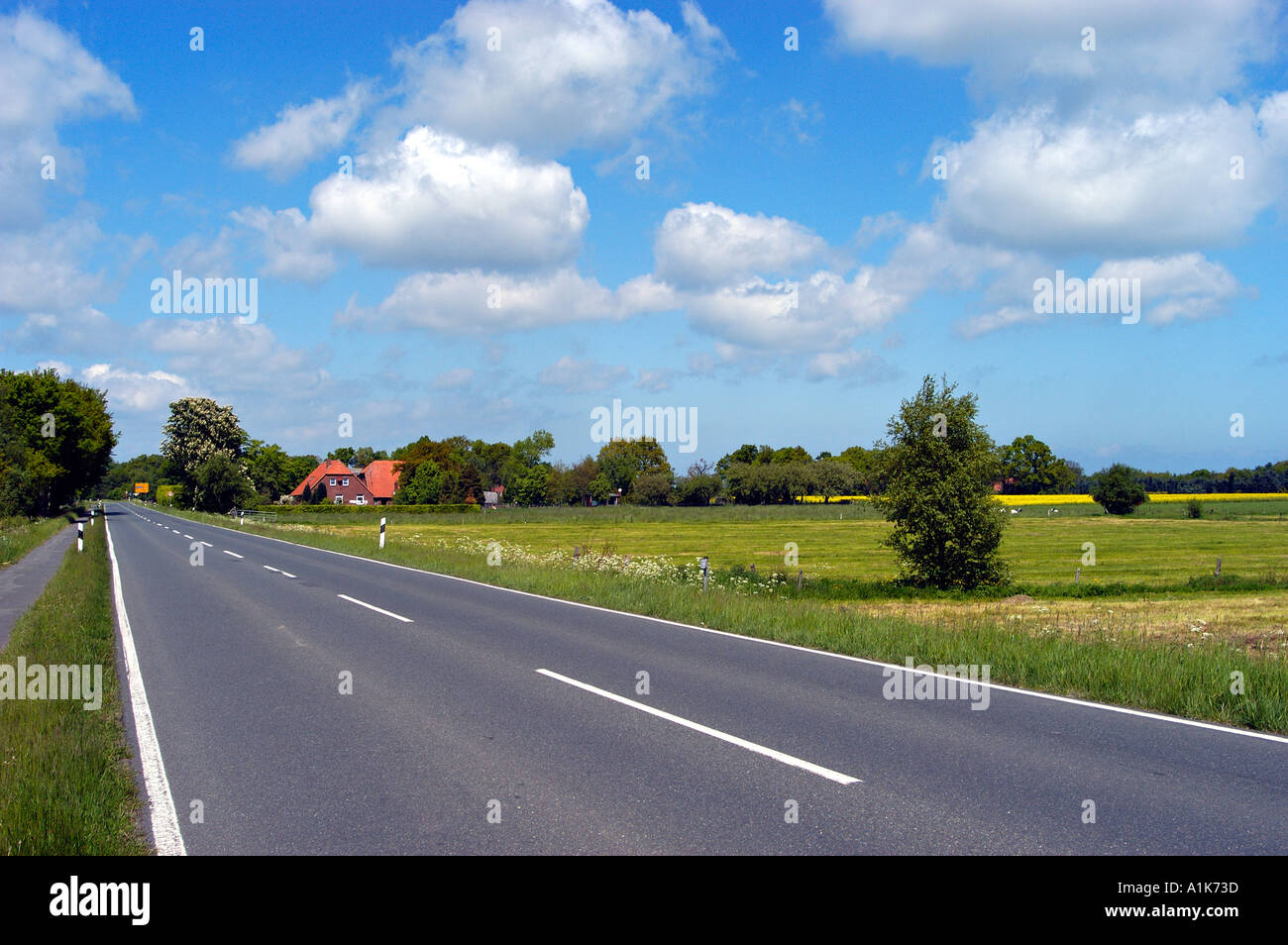 Road through rural landscape in north Germany Stock Photo - Alamy