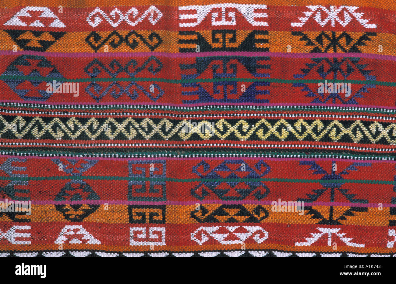 Woven woollen fabric with geometric motifs from a shop in Peshawar ...