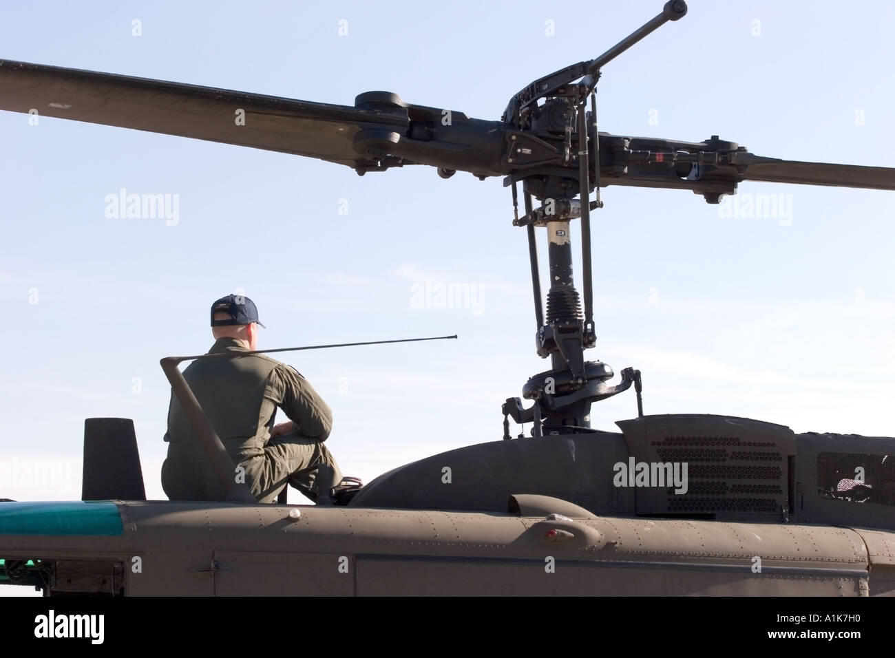 Helicopter Pilot, Thinking of Home Stock Photo - Alamy