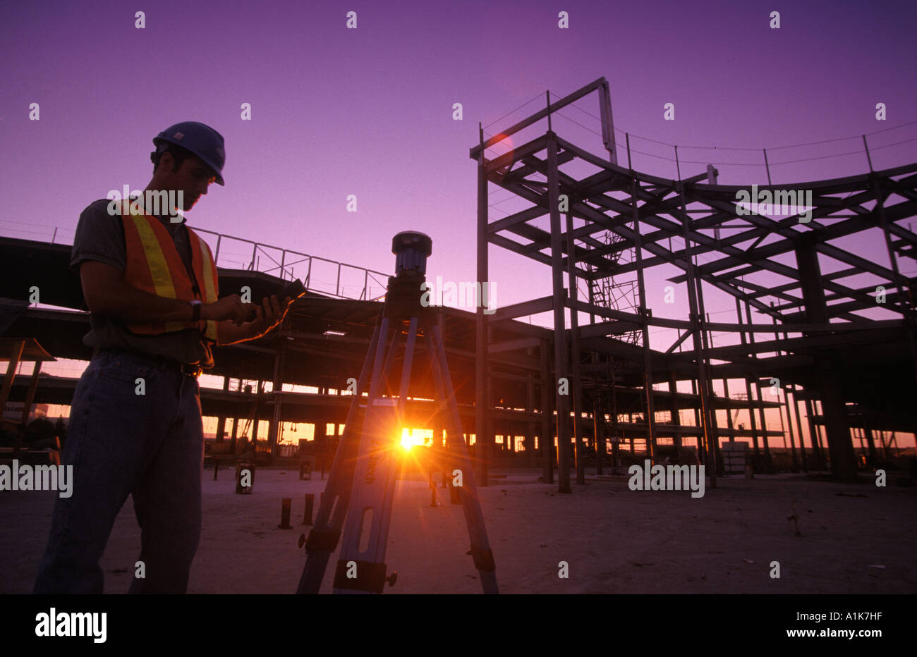 construction worker using GPS positioning device Stock Photo - Alamy