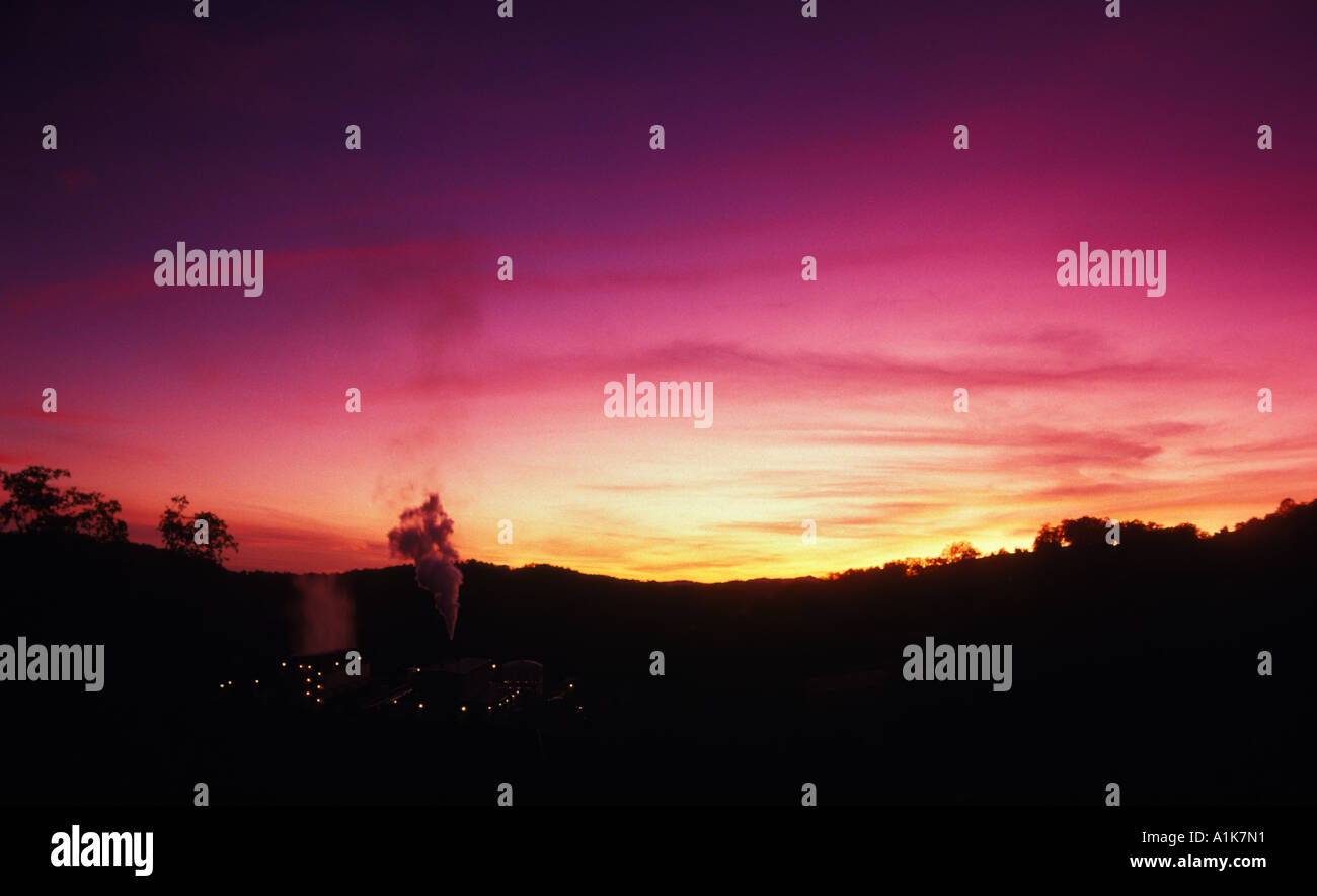 sunset at The Geysers geothermal site in Northern California Stock ...