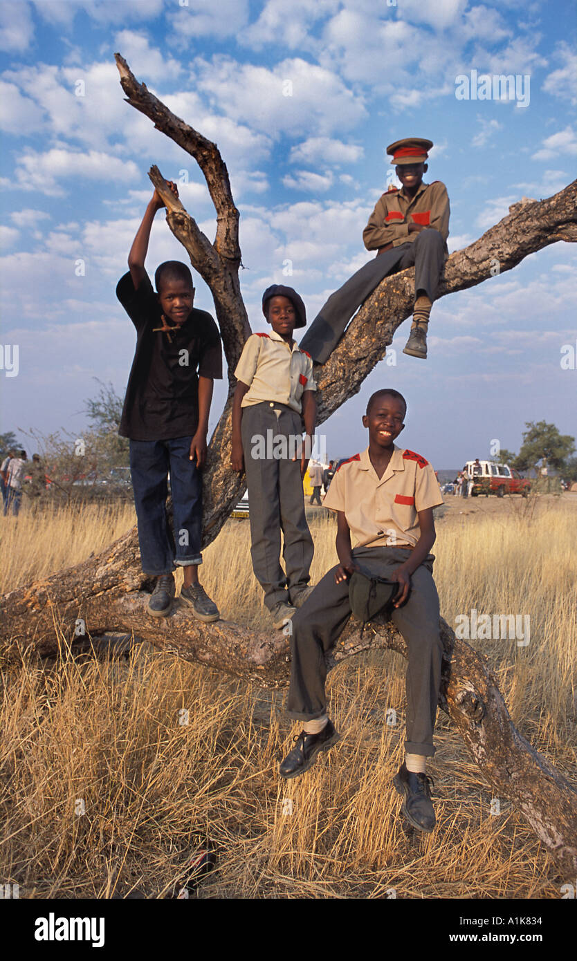 Young members of paramilitary style group in uniform for the main ...