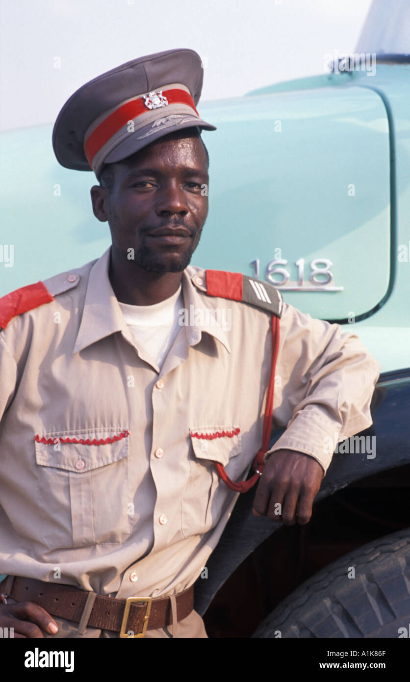 Member of paramilitary group in uniform for the main Herero festival ...