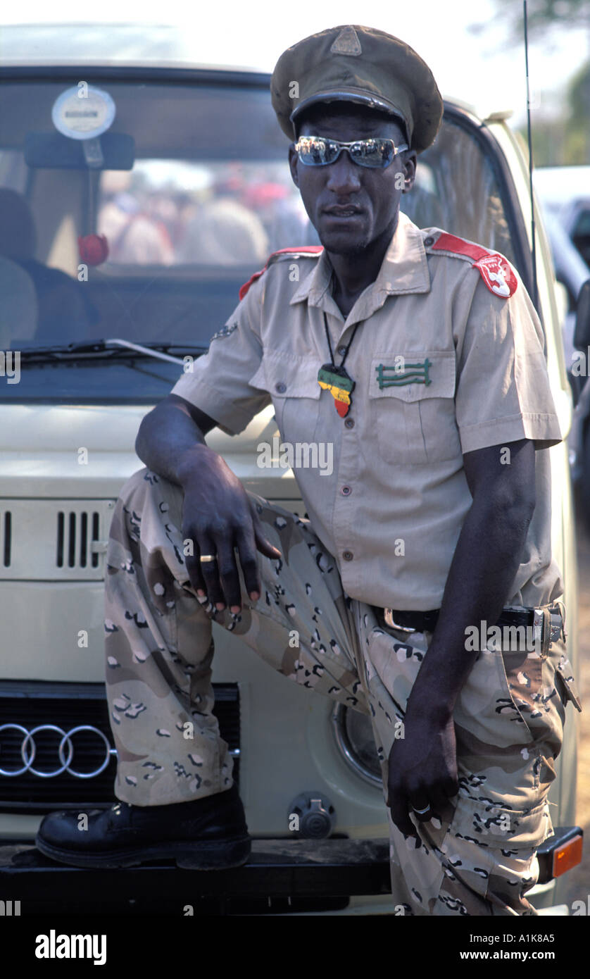 Member of paramilitary style group in uniform for the main Herero ...