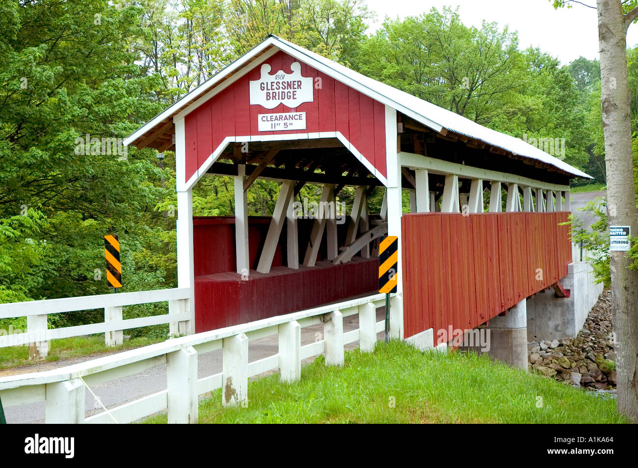 The wooden covered bridge Glessner in the county of Somerset and ...
