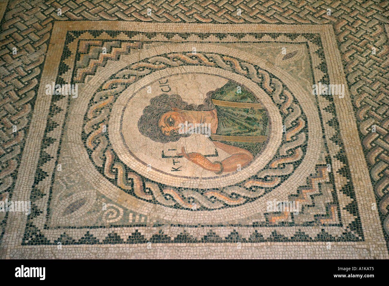 Roman mosaics visible from covered walkways AT Kourion , CYPRUS Stock ...