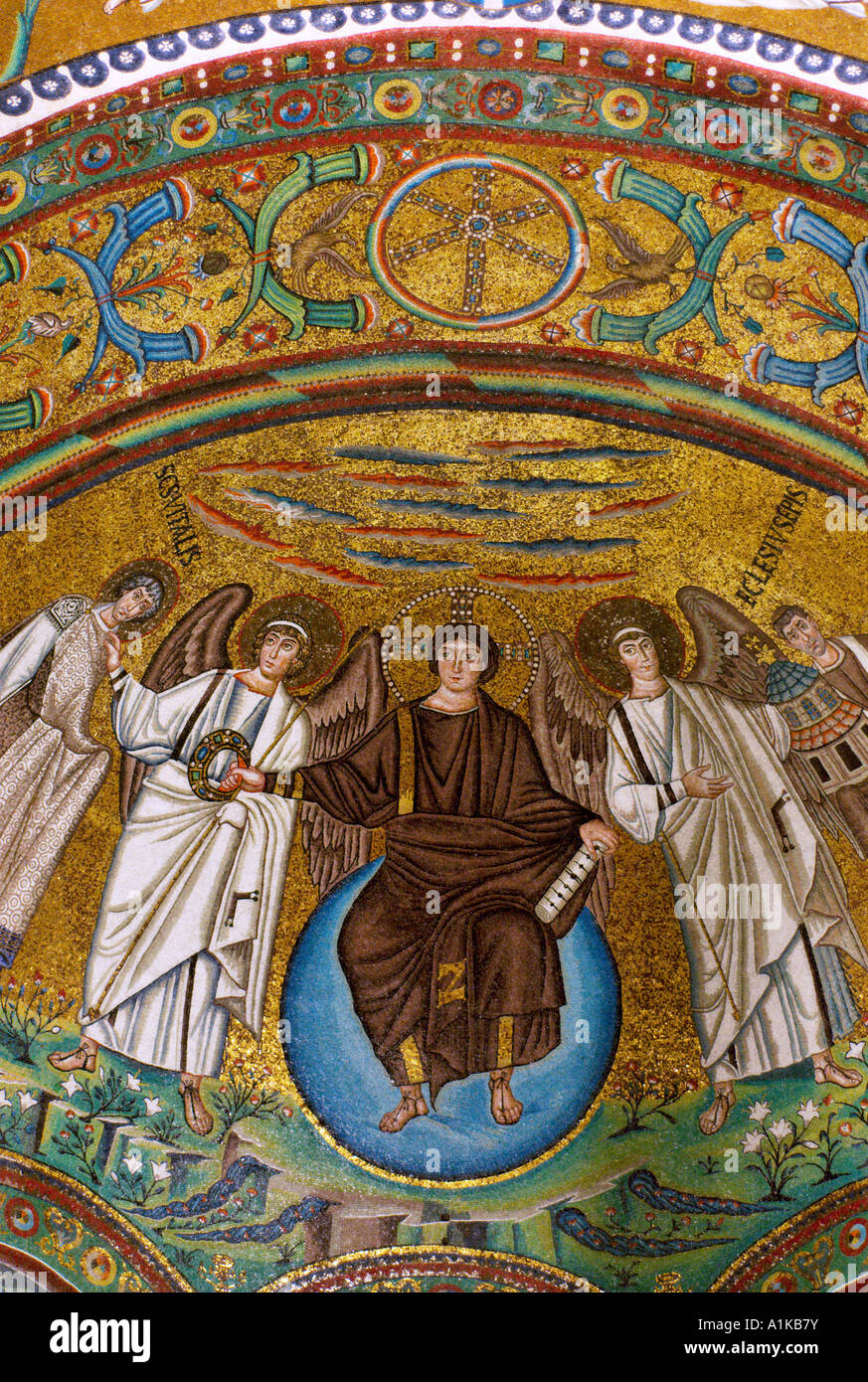 Ravenna Italy 6th C AD mosaic depicting Christ as creator of the cosmos ...