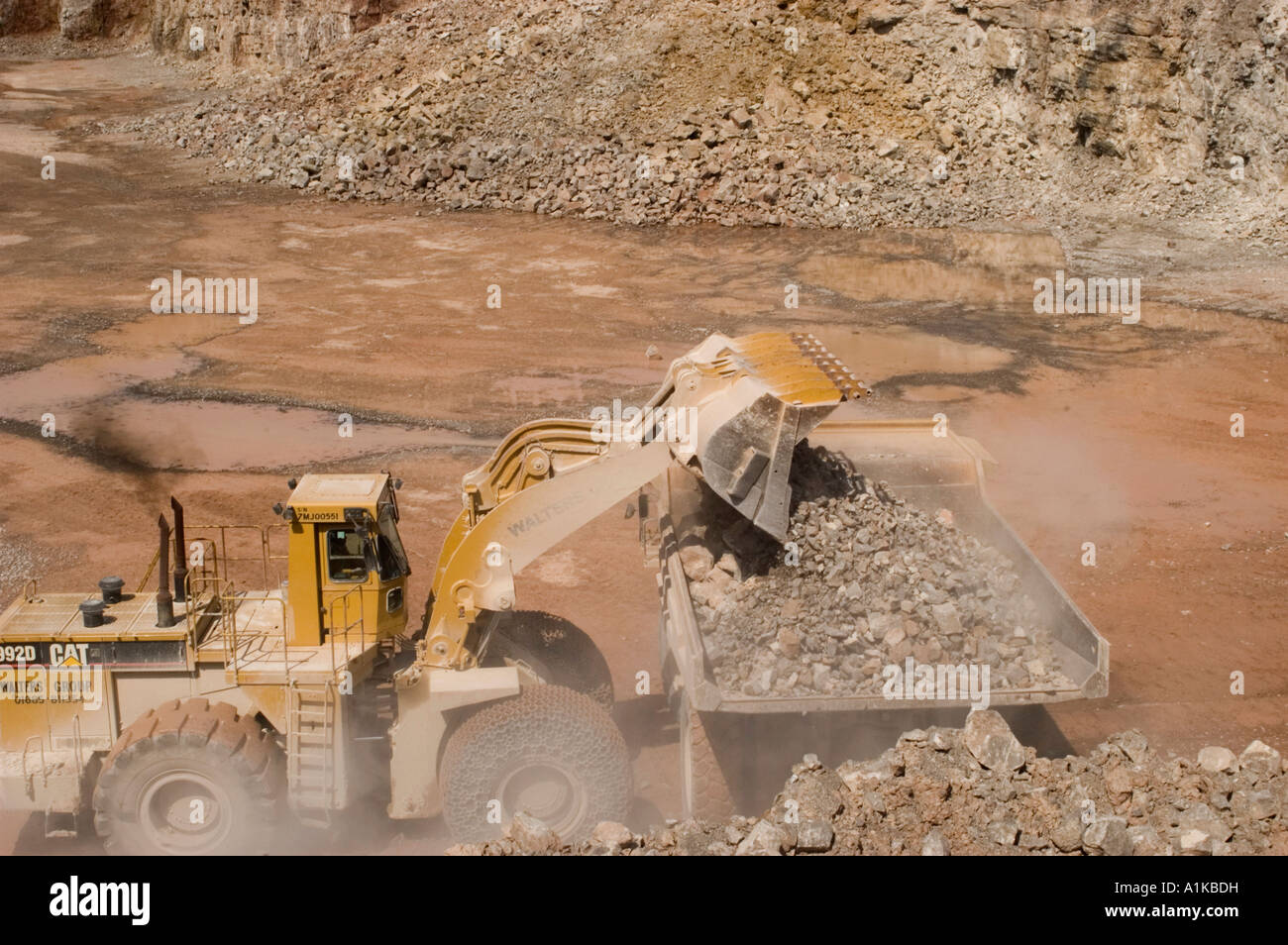 Truck being loaded in a Limestone Quarry Stock Photo - Alamy