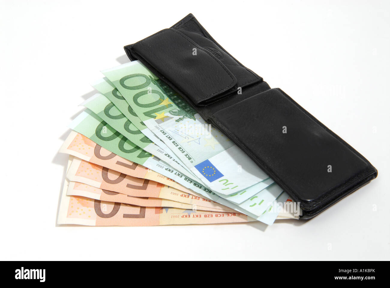 Purse with euro banknotes Stock Photo - Alamy