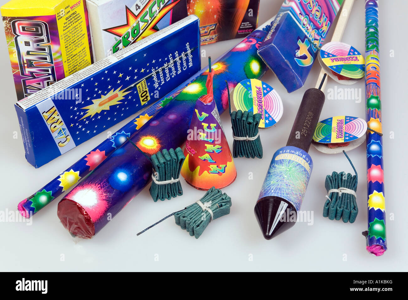 Several kinds of flares, fire-crackers and bangers Stock Photo - Alamy