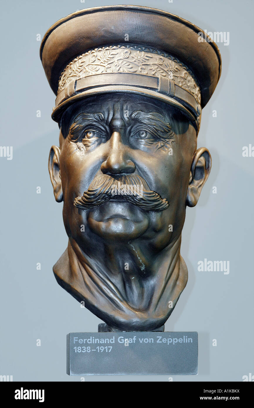A bust of Ferdinand Graf von Zeppelin, Zeppelin Museum, Friedrichshafen ...