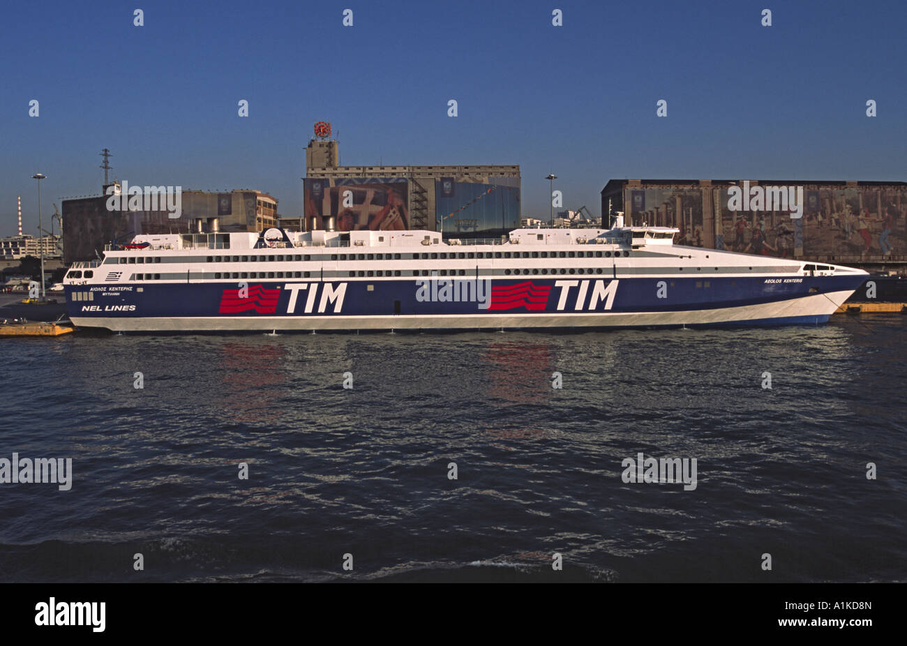 Aeolos Kenteris Greek NEL Lines high speed monohull ferry at Piraeus in ...