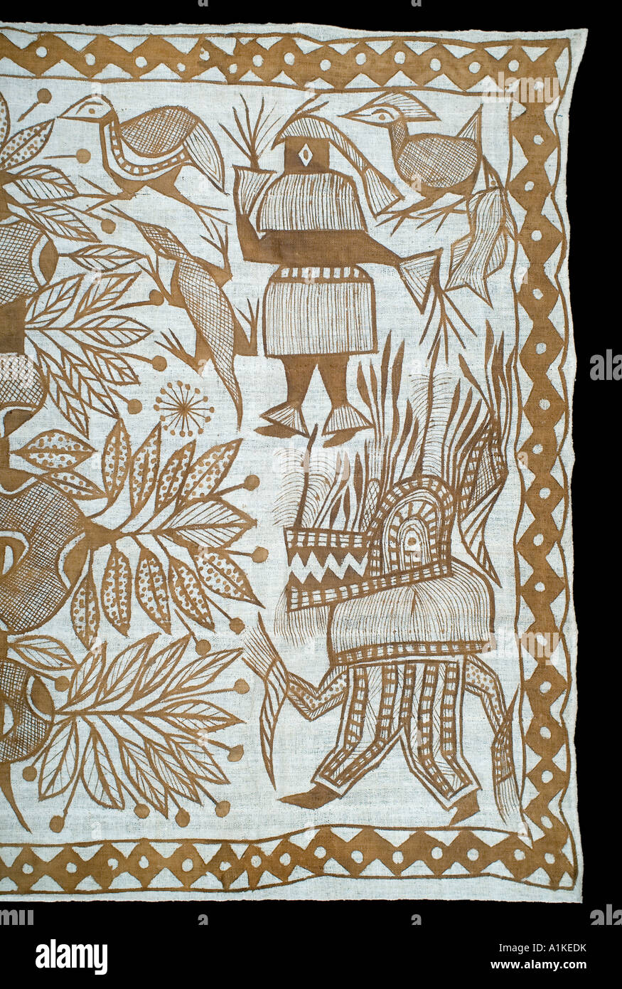 Detail of a painted cotton textile from the Senoufo people of the ...
