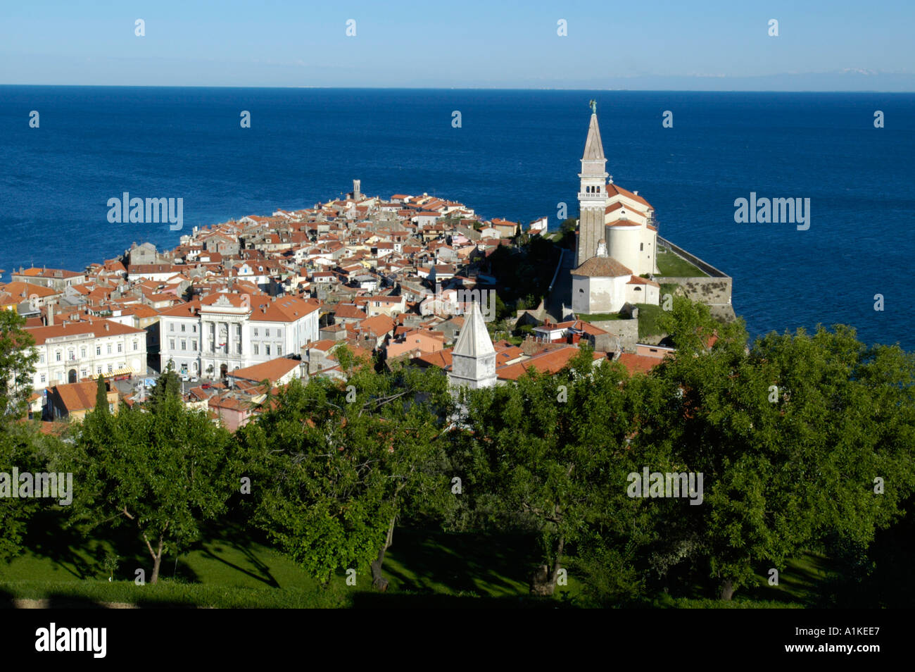 Piran, city view, horizon Stock Photo - Alamy