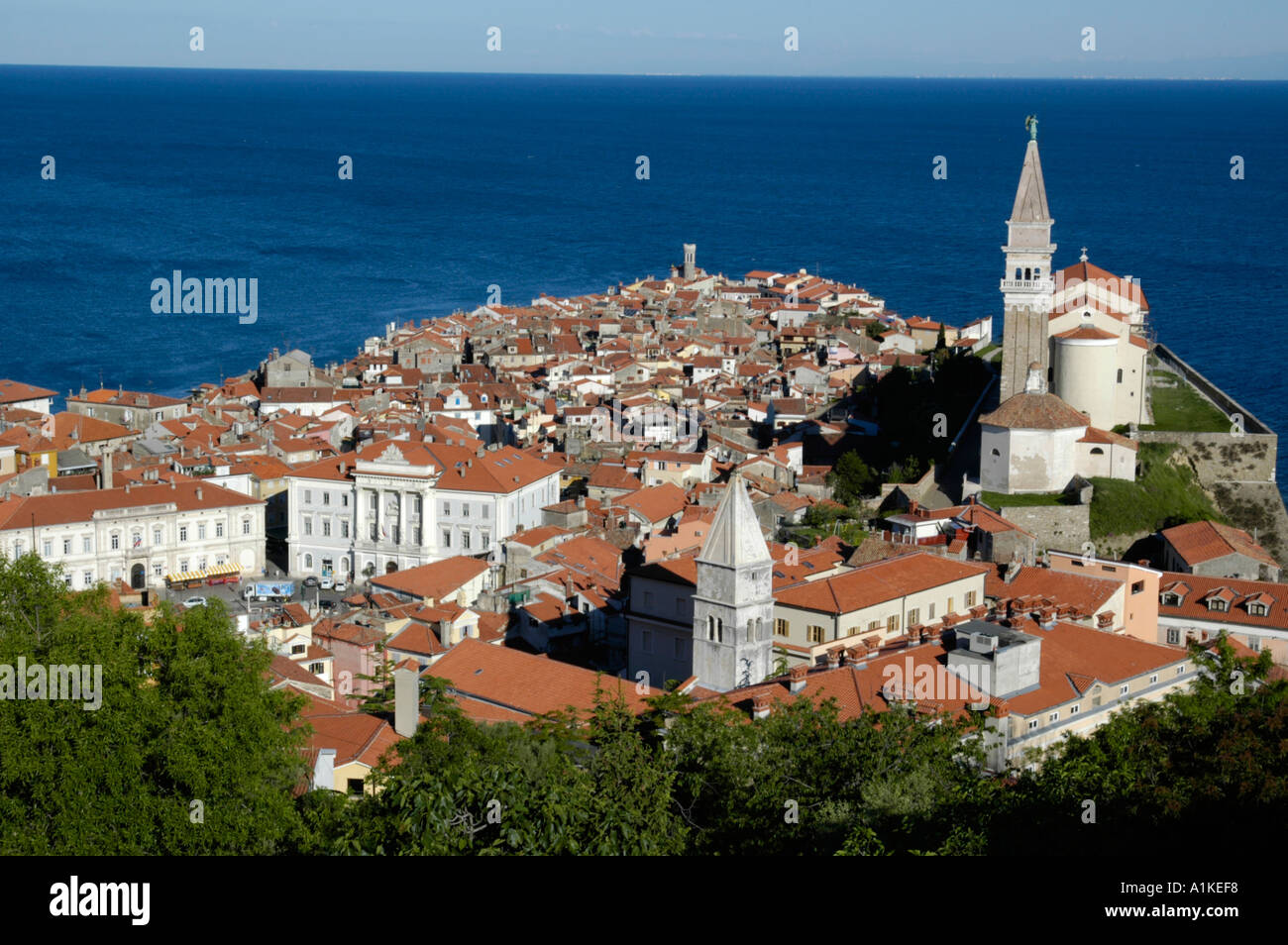 Piran, city view, horizon Stock Photo - Alamy