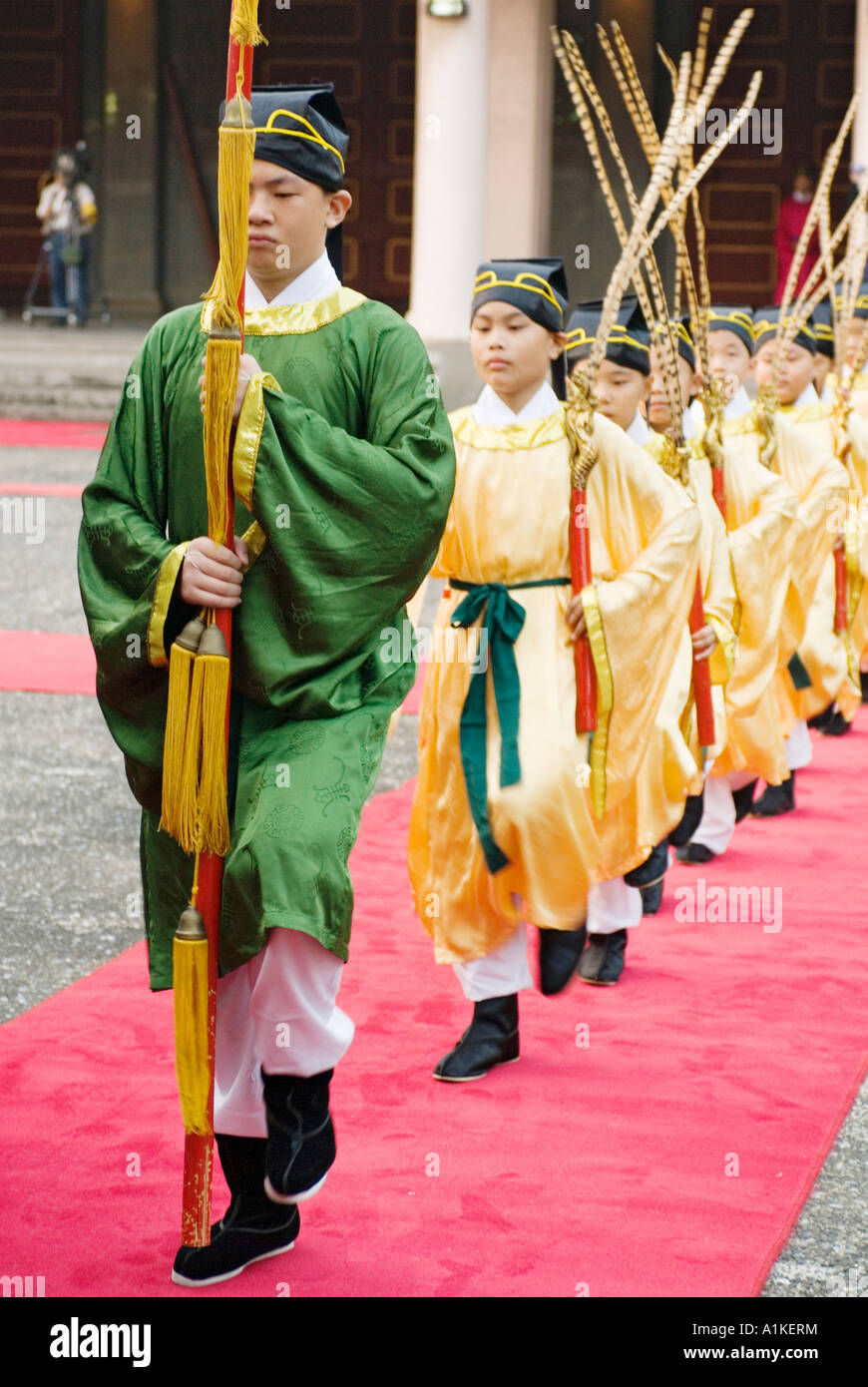 Chinese Boys At Teacher’s Day Ceremony Confucian Temple Taiwan Republic ...