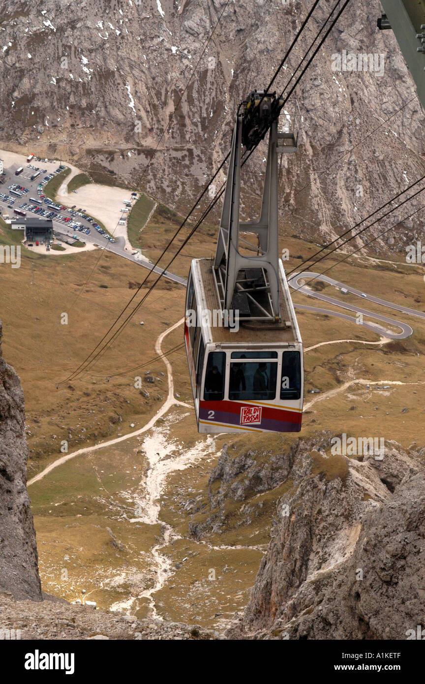 The cable car at the Pordoi Pass Val di Fassa Trentino Italy Stock ...