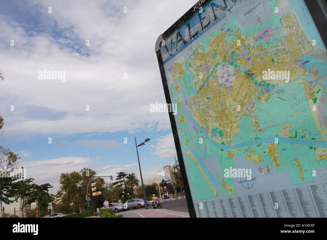 Valencia Spain tourist visitor city centre map on pedestrian sidewalk ...