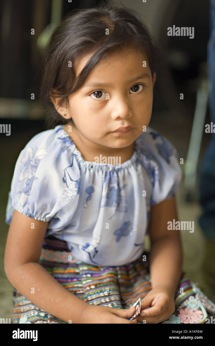 GUATEMALA SAN PEDRO LA LAGUNA Young indigenous Tzutujil Mayan girl in ...