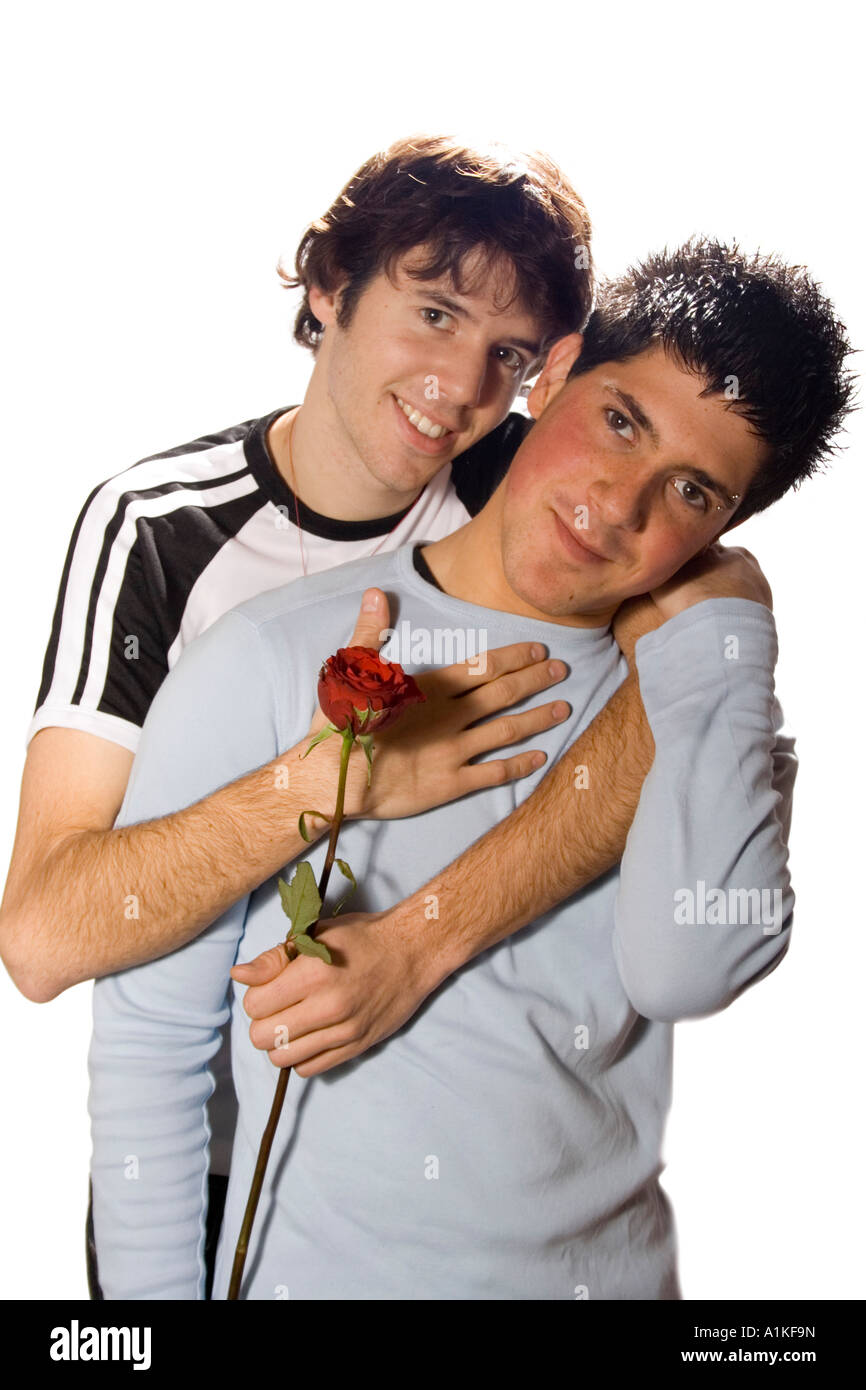 st valentine couple of young mens Stock Photo - Alamy