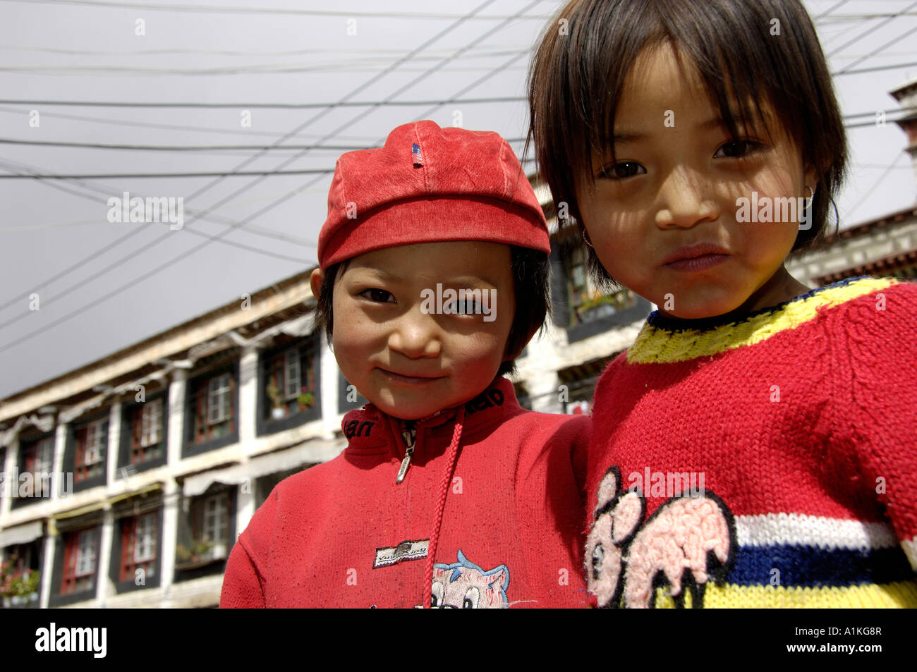 Two little girls of Hui nationality in Lhasa Tibet 19 OCT 2006 Stock ...