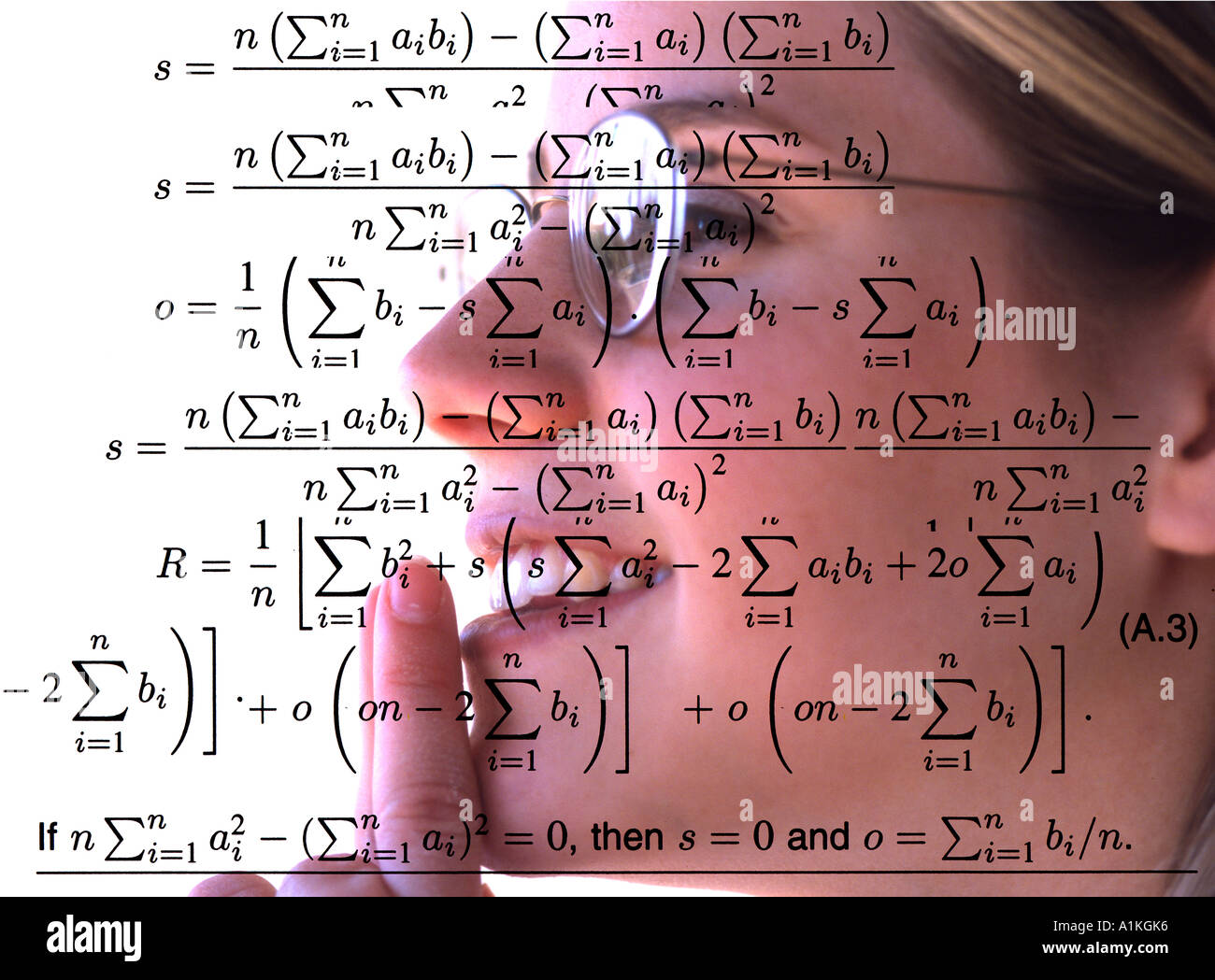 conceptual student studying monitor with an overlay of math symbols ...