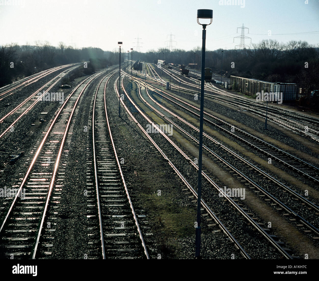A UK railway junction in sunshine Stock Photo - Alamy