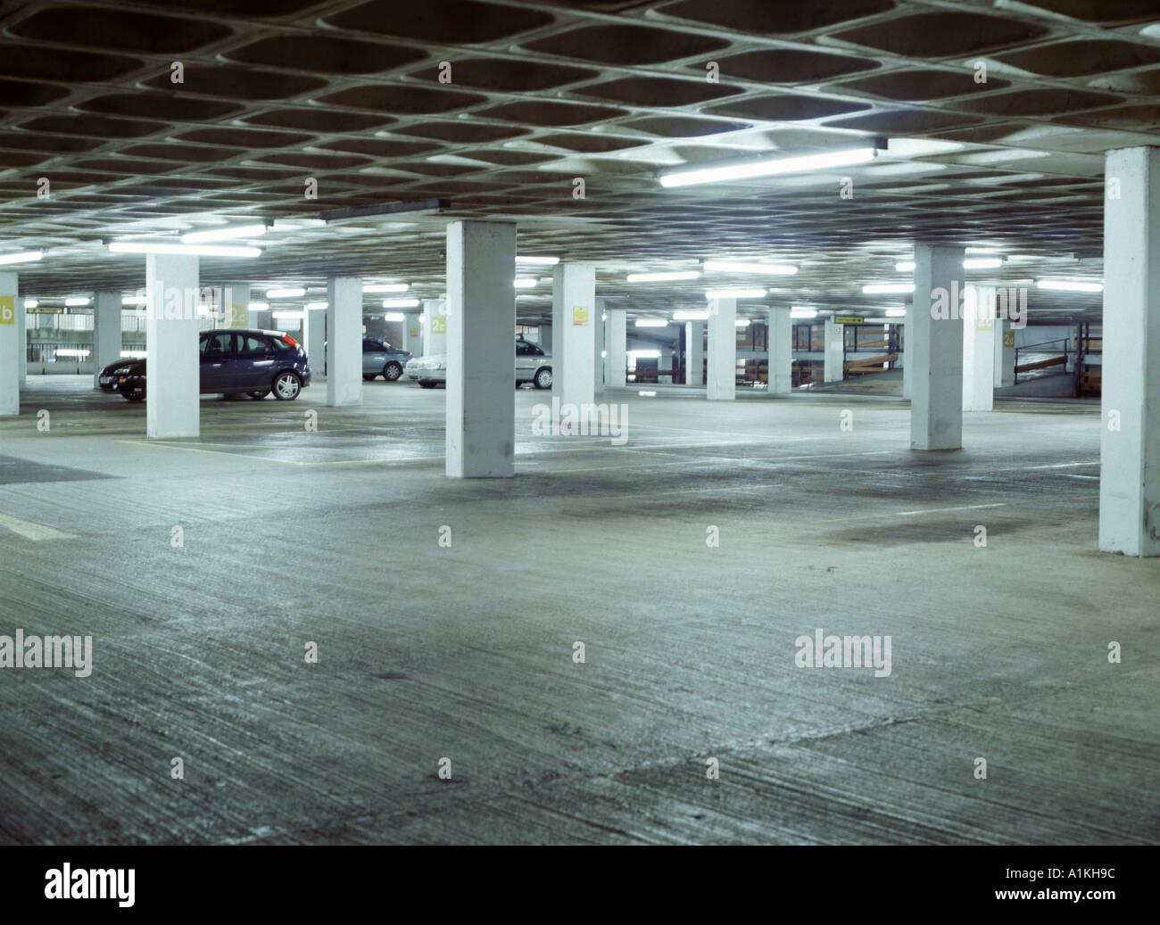 Empty multi storey car park at night Stock Photo - Alamy
