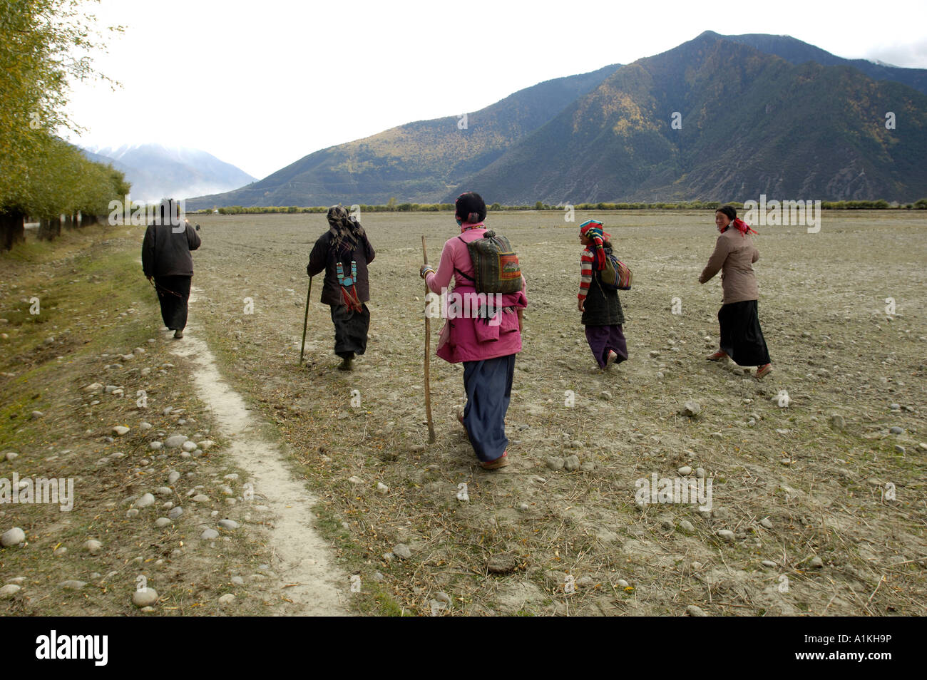 A group of Tibetan pilgrims in Nyingtri Tibet 24 OCT 2006 Stock Photo ...