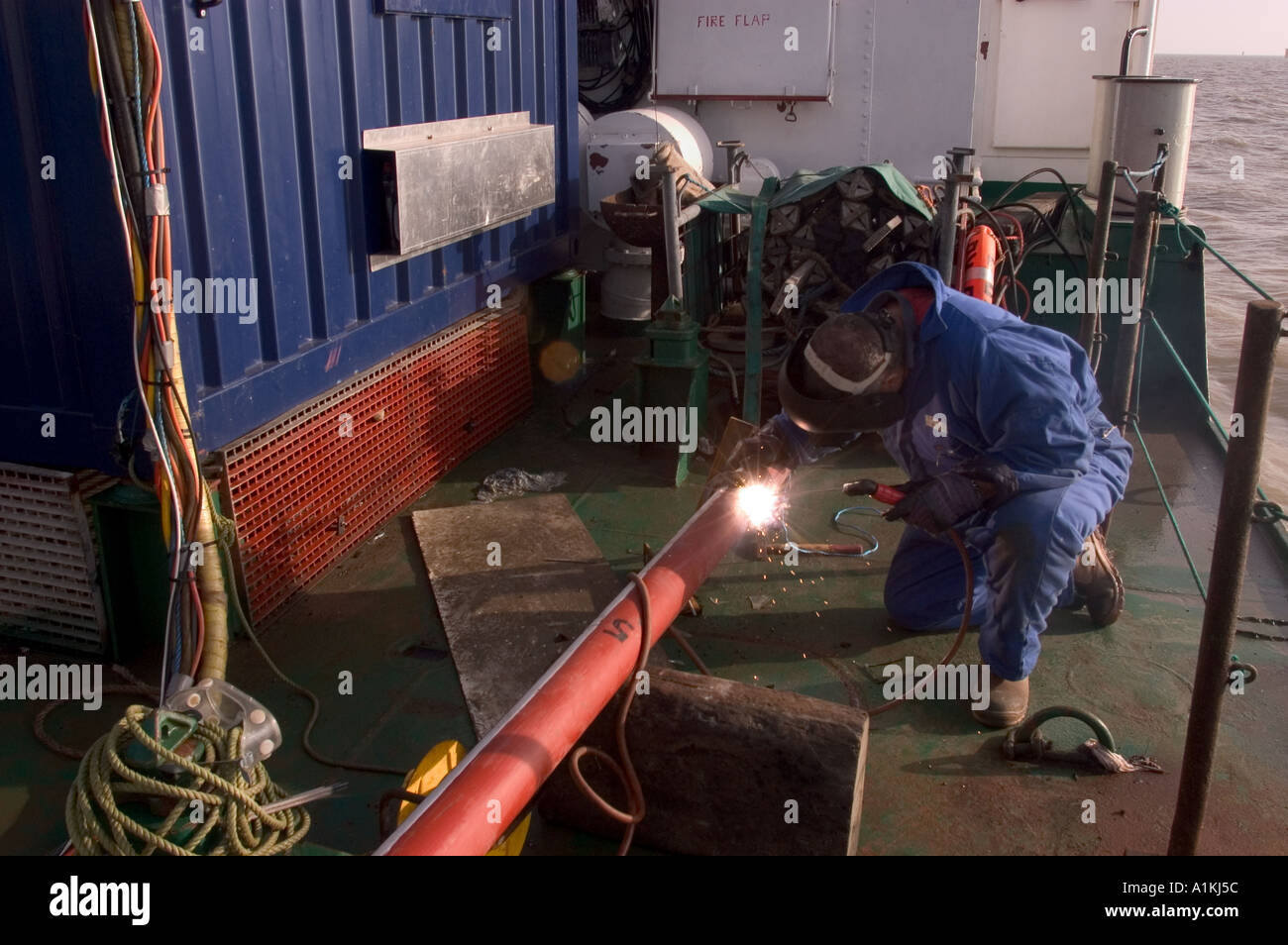 welding on board cabling barge The Wind Laying Cables for Windfarm on ...