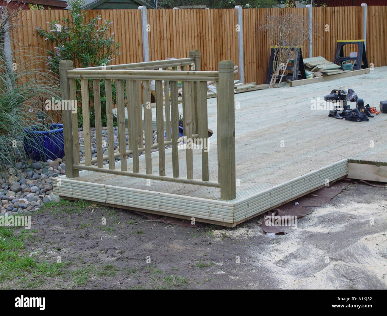 decking works during construction Image shows building of deck and ...