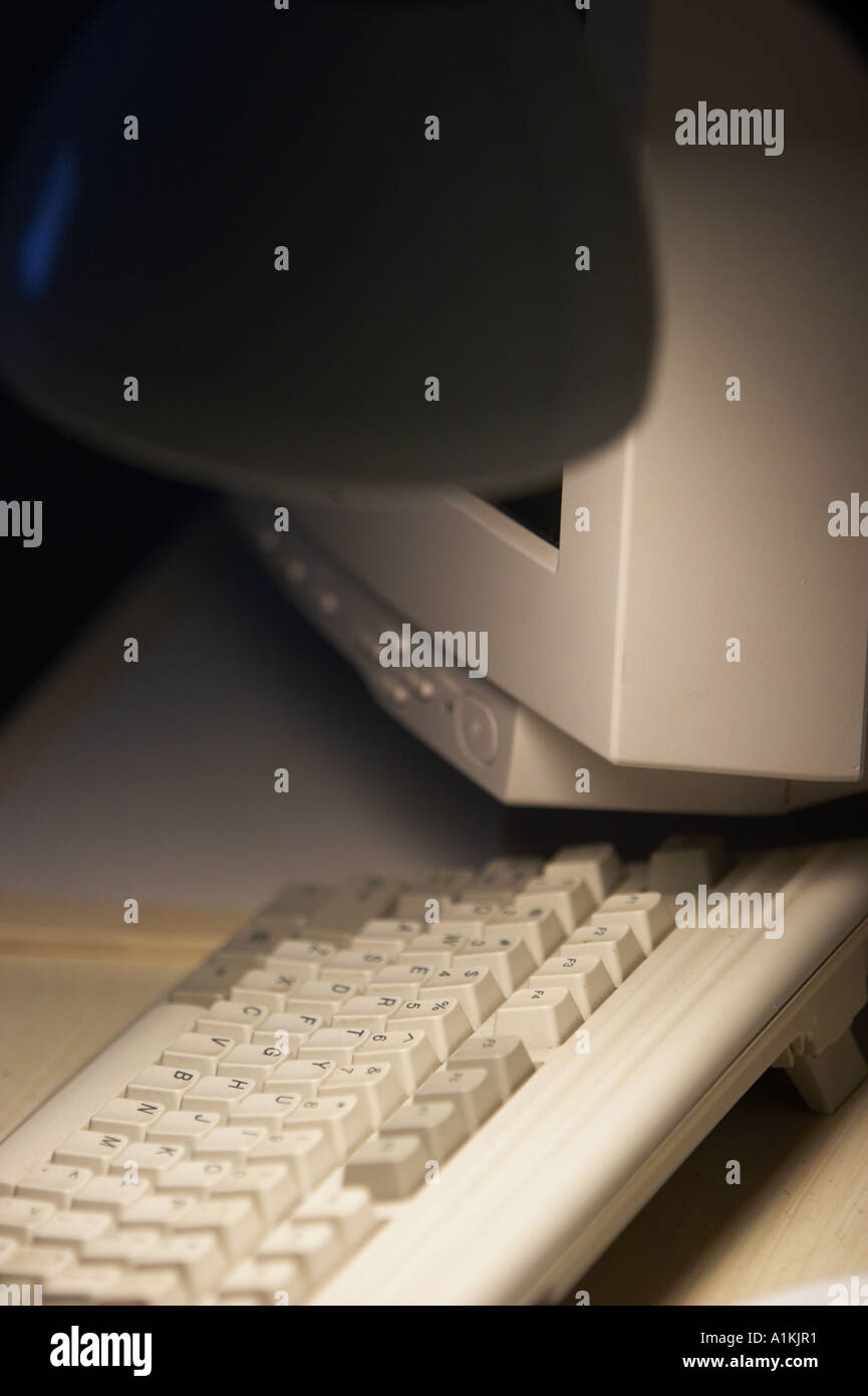 A computer workstation with dark lighting Stock Photo - Alamy