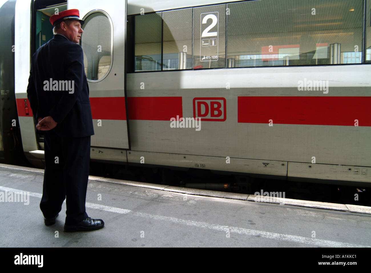 guard german train platform Stock Photo - Alamy