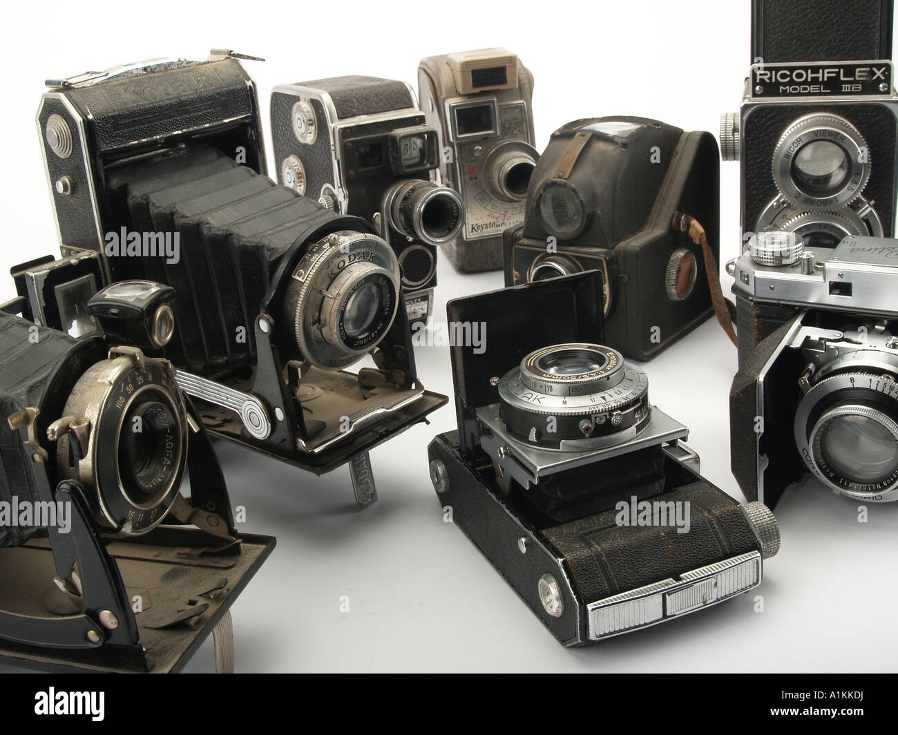 an assortment of old style film cameras Stock Photo - Alamy