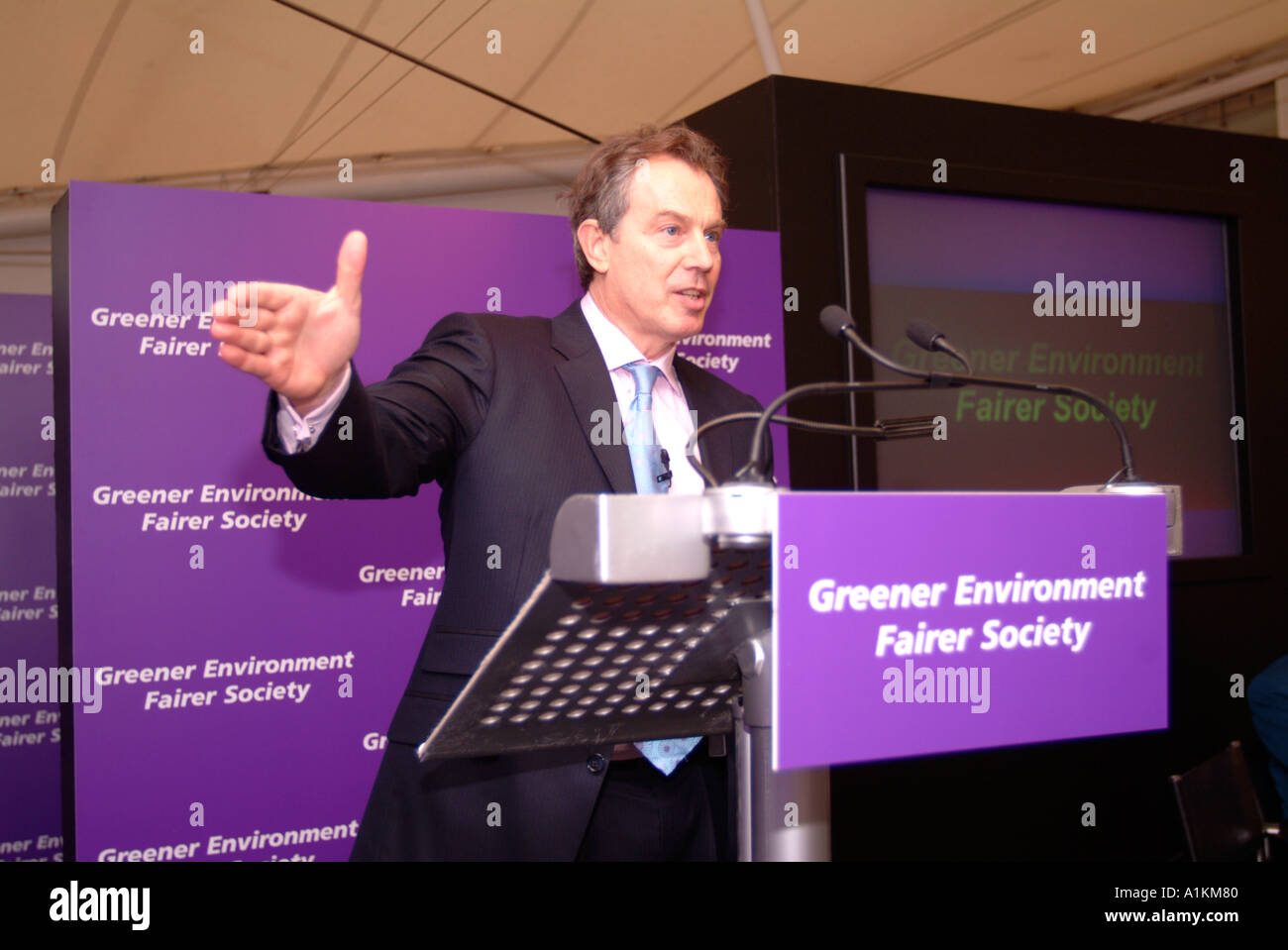 Prime Minister Tony Blair speaking at an environment conference London ...