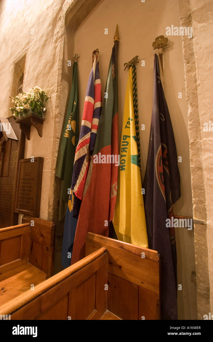 Flags inside Purton church in the village of Purton in Wiltshire Stock ...